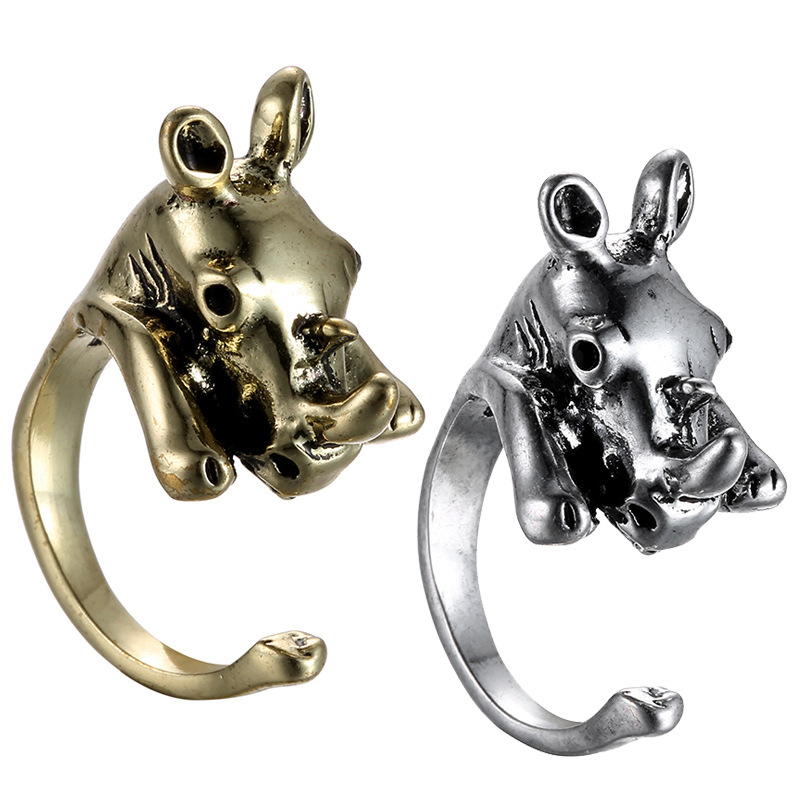 Gold And Silver Rhinoceros Animal Ring Wrap Rings on Luulla