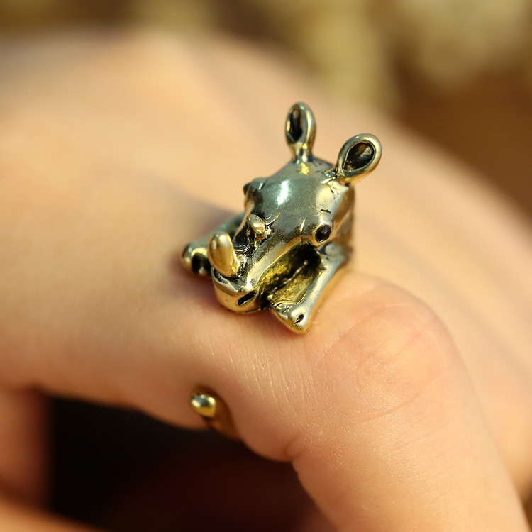 Gold And Silver Rhinoceros Animal Ring Wrap Rings on Luulla