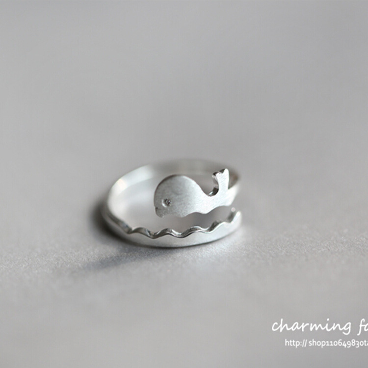 Silver Sweetheart Whale Ring - Animal Wrap Rings on Luulla