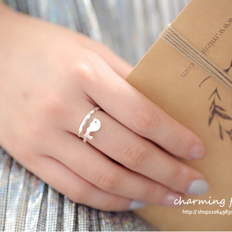 Silver Sweetheart Whale Ring - Animal Wrap Rings on Luulla